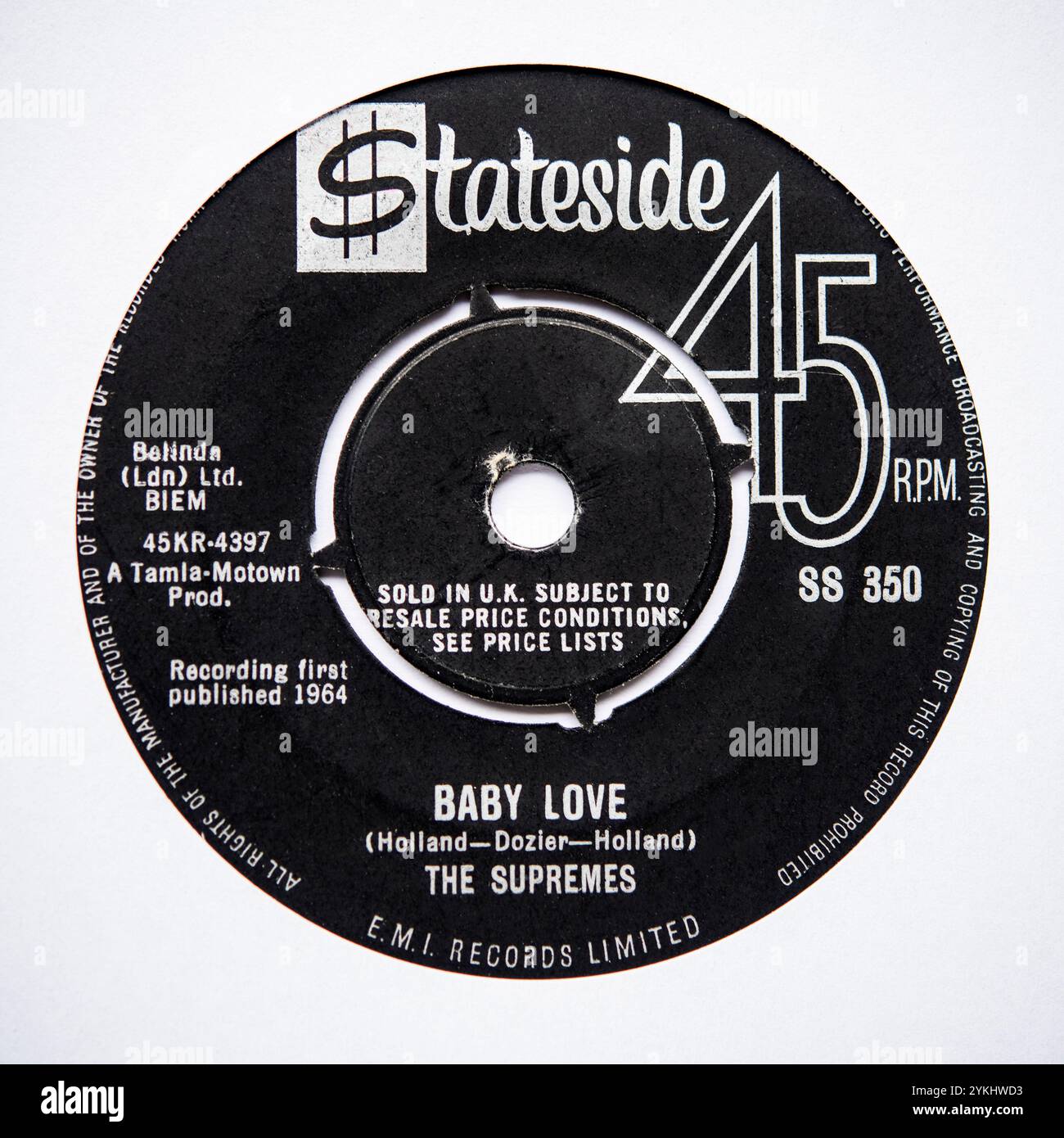 Centre label of the seven inch single version of Baby Love by The ...