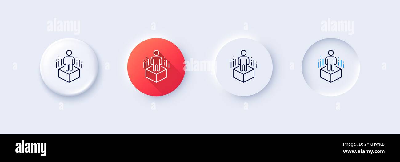 Augmented reality line icon. Neumorphic, Red gradient, 3d pin buttons ...