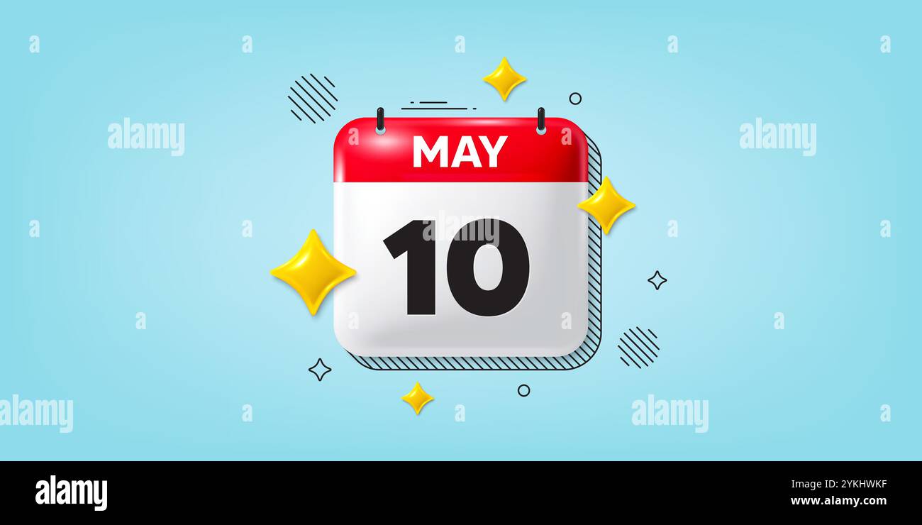 Calendar date of May 3d icon. 10th day of the month icon. Event ...