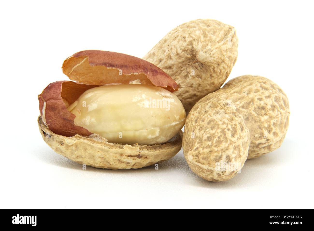 Detailed close-up image of peanuts in their natural shell with brown ...