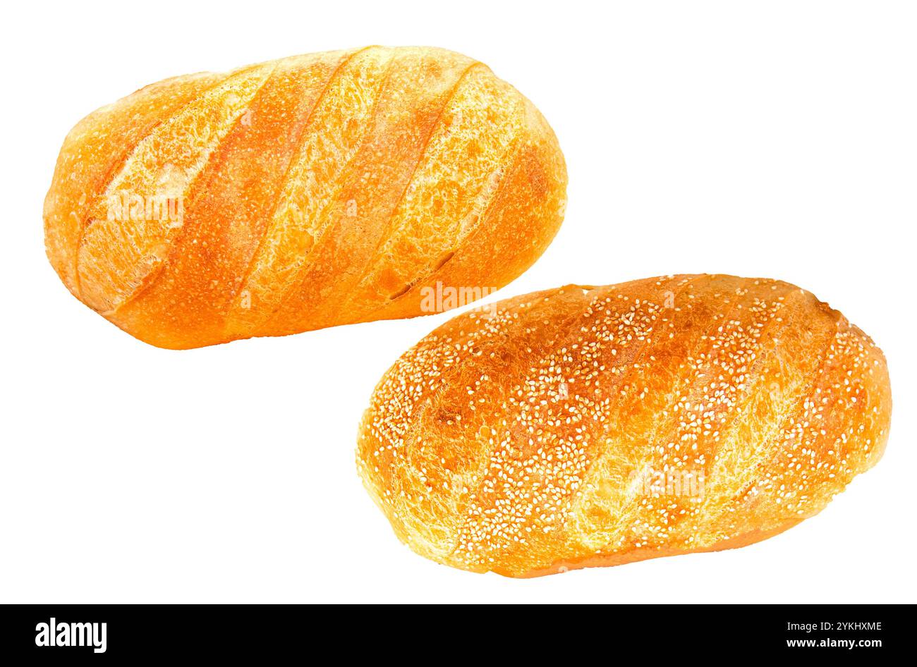 Two different types of white bread isolated on white background Stock ...