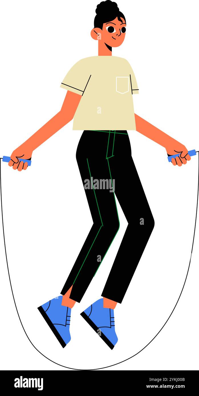 Fitness woman skipping jump rope Stock Vector Images - Alamy