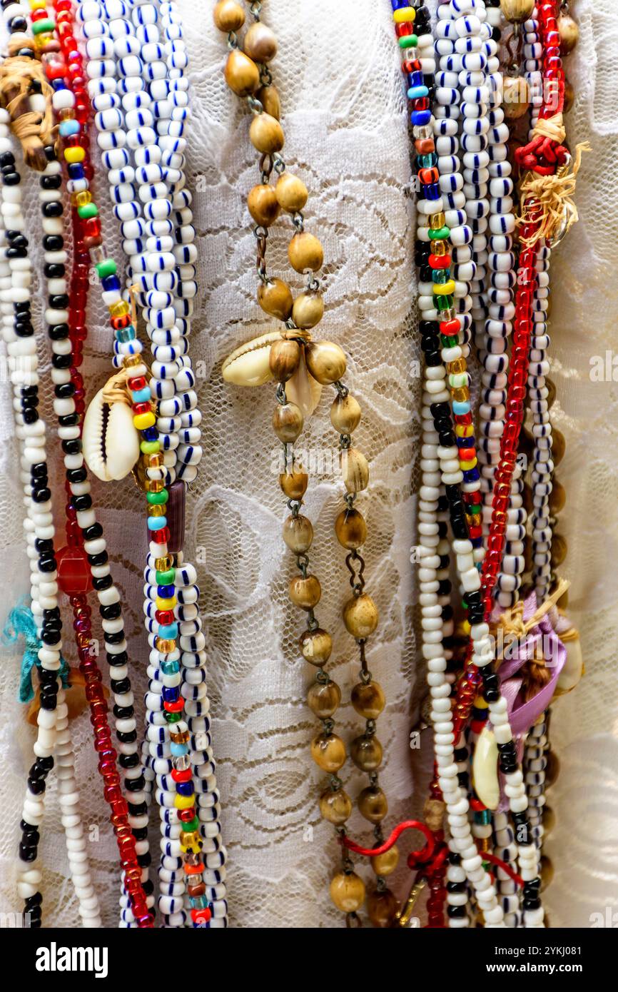Necklaces used by the faithful in Umbanda and Candomble in Brazil to ...
