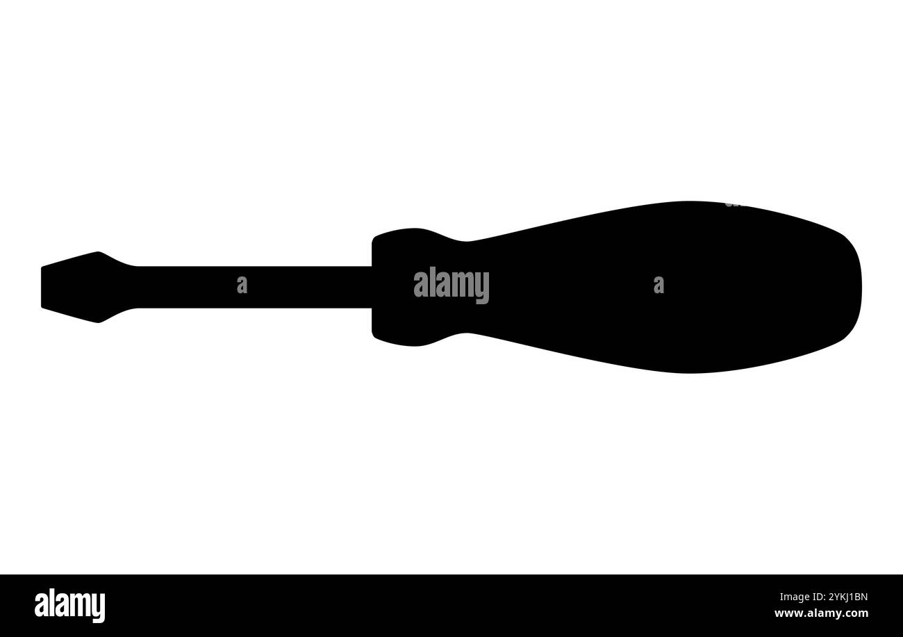 screwdriver silhouette shape, black and white vector illustration of ...
