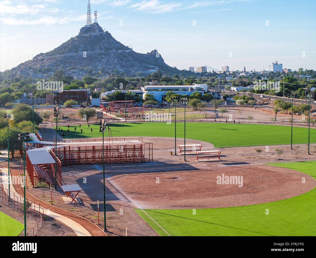 General view of the fields of the Carcamo sports park, aerial view of ...