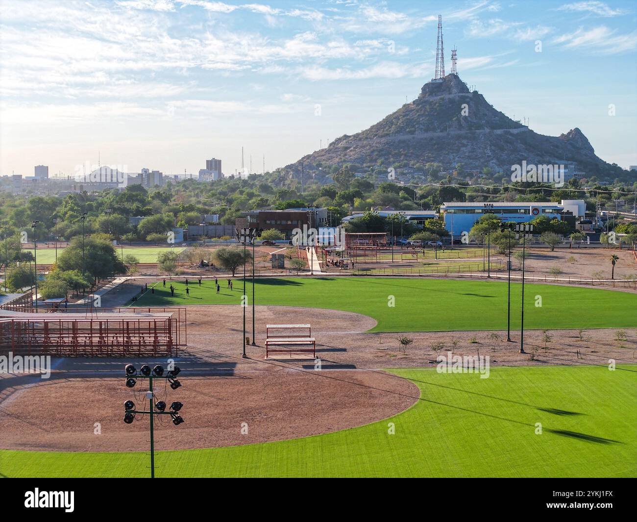 General view of the fields of the Carcamo sports park, aerial view of ...