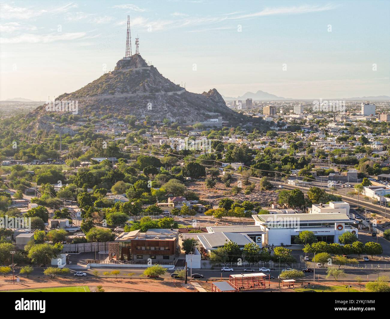 Aerial view of Cerro de la Campana and the Hacienda de la Flor ...
