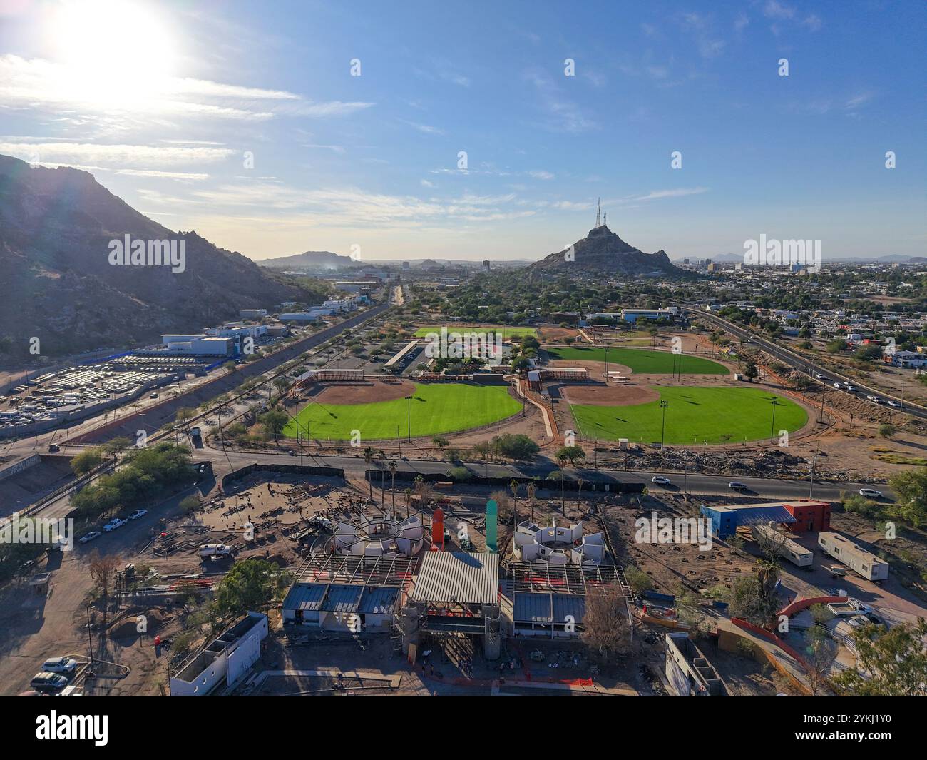 General view of the remodeled park La Sauceda, fields of the sports ...