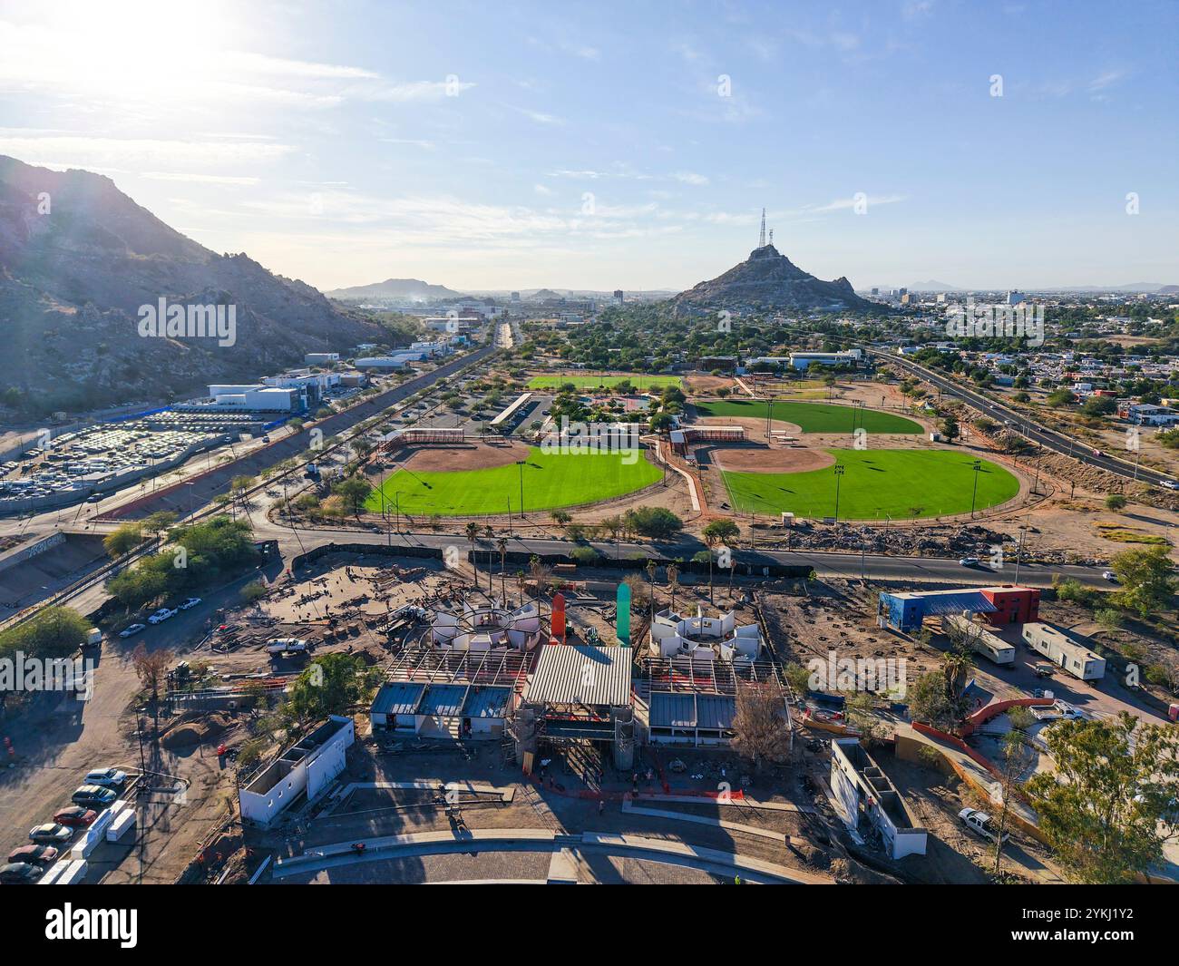 General view of the remodeled park La Sauceda, fields of the sports ...