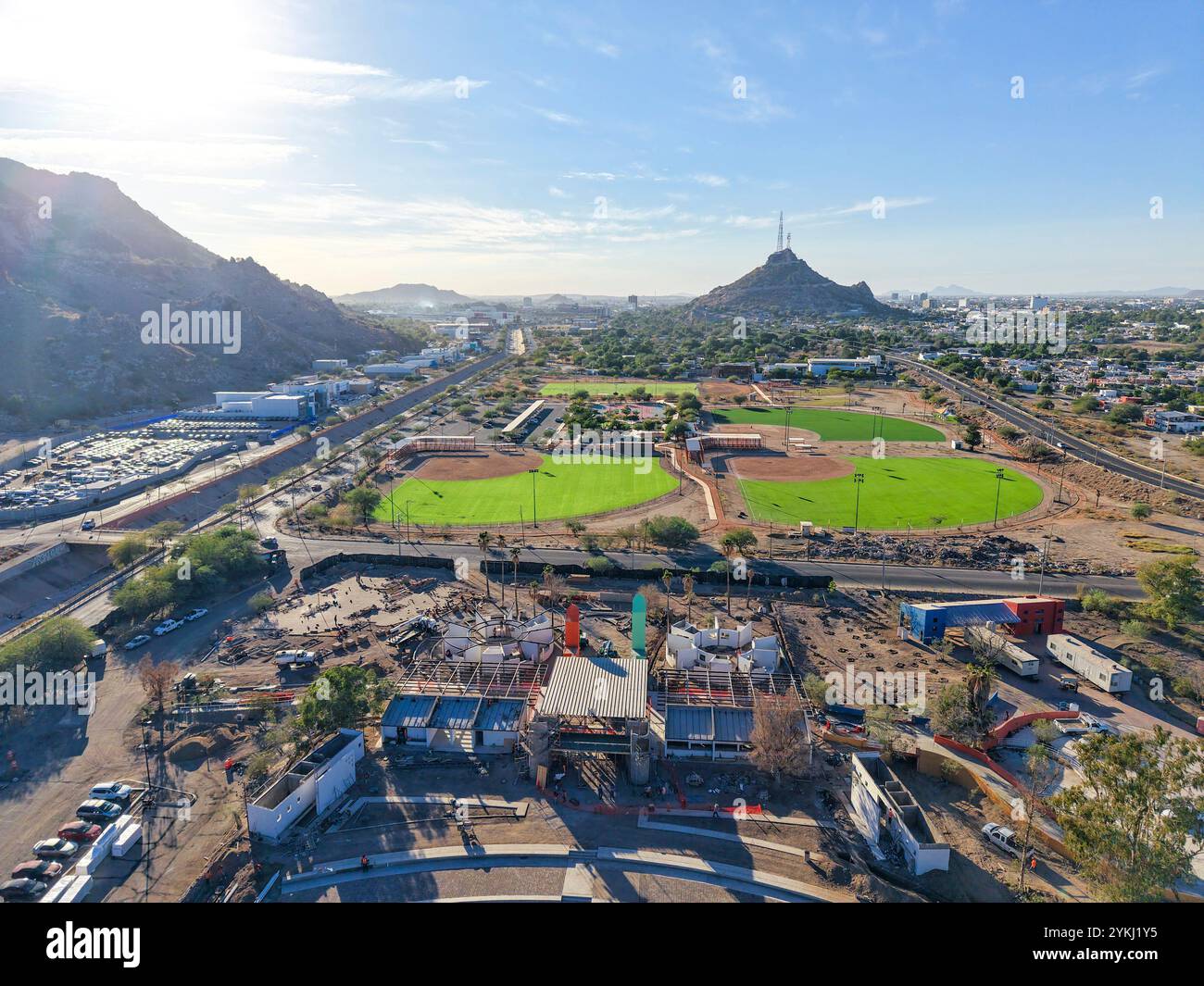 General view of the remodeled park La Sauceda, fields of the sports ...