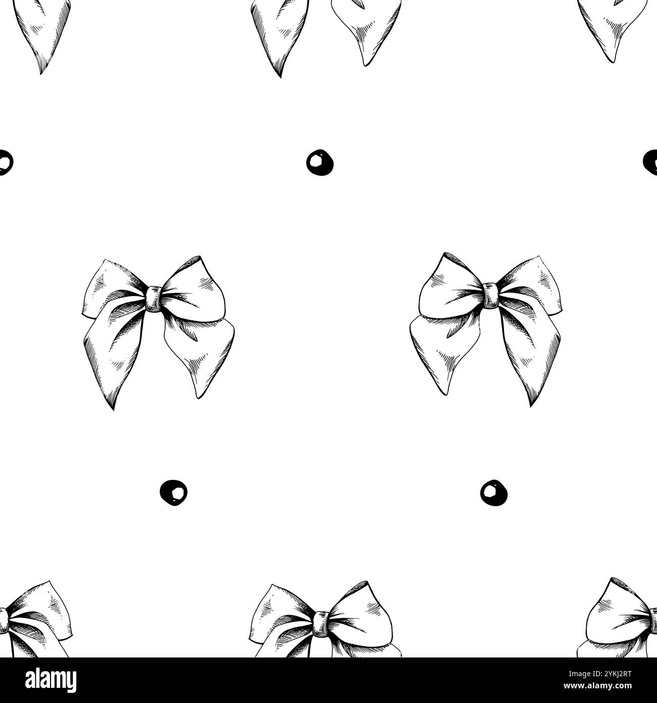 Satin cute bows. Graphic illustration line art hand drawn in black and ...