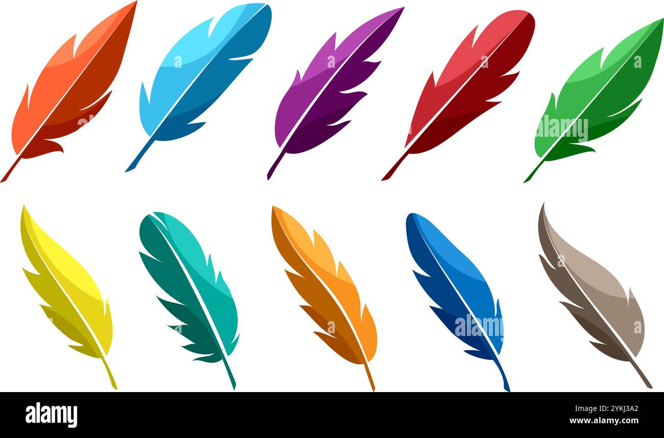Flat feather icon set Stock Vector Image & Art - Alamy