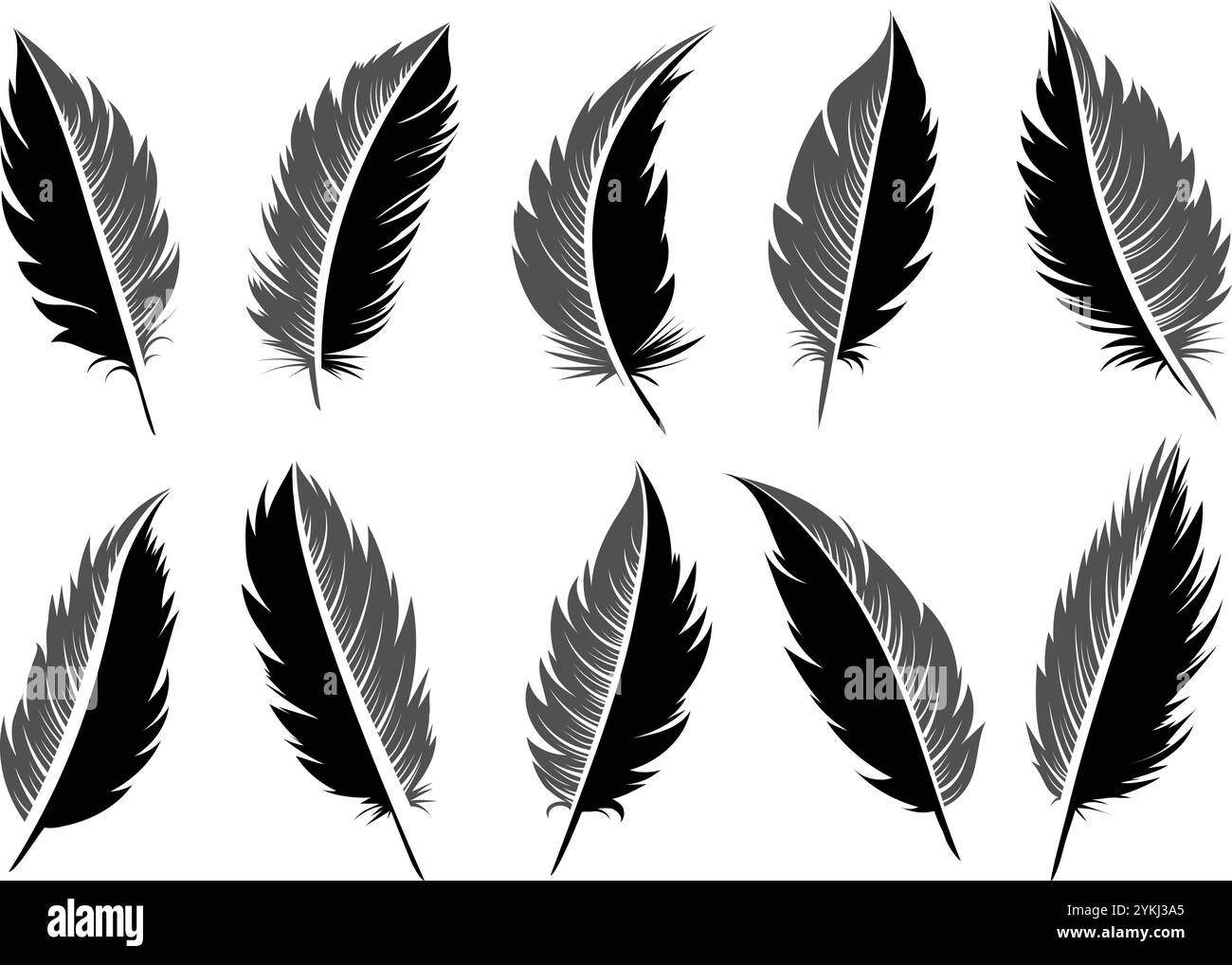 Feather engraving emblem set Stock Vector Image & Art - Alamy