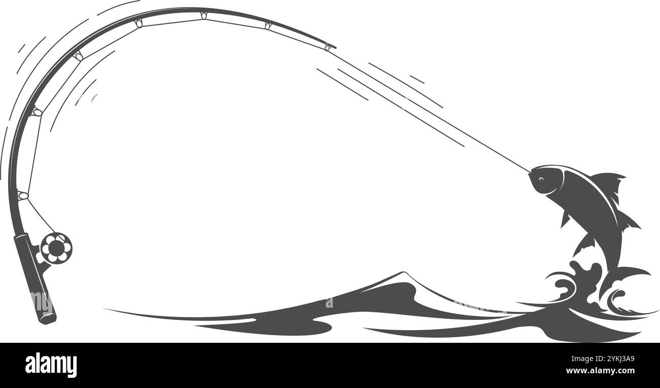 Fishing rod and hooked fish Stock Vector Image & Art - Alamy