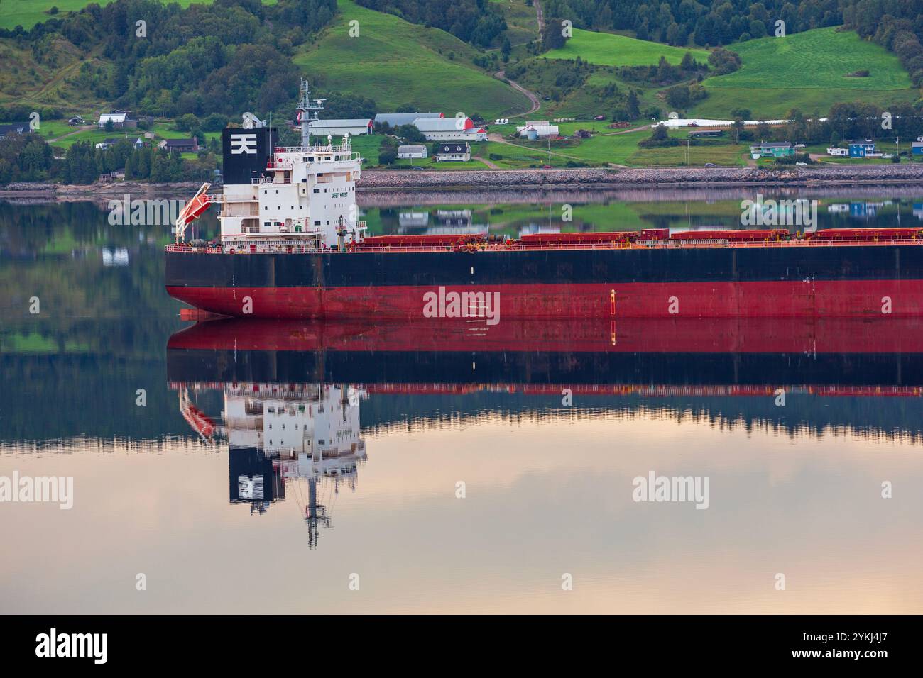 Cargo ship, Sagueney River, La Baie,Saguenay, Quebec, Canada Stock ...
