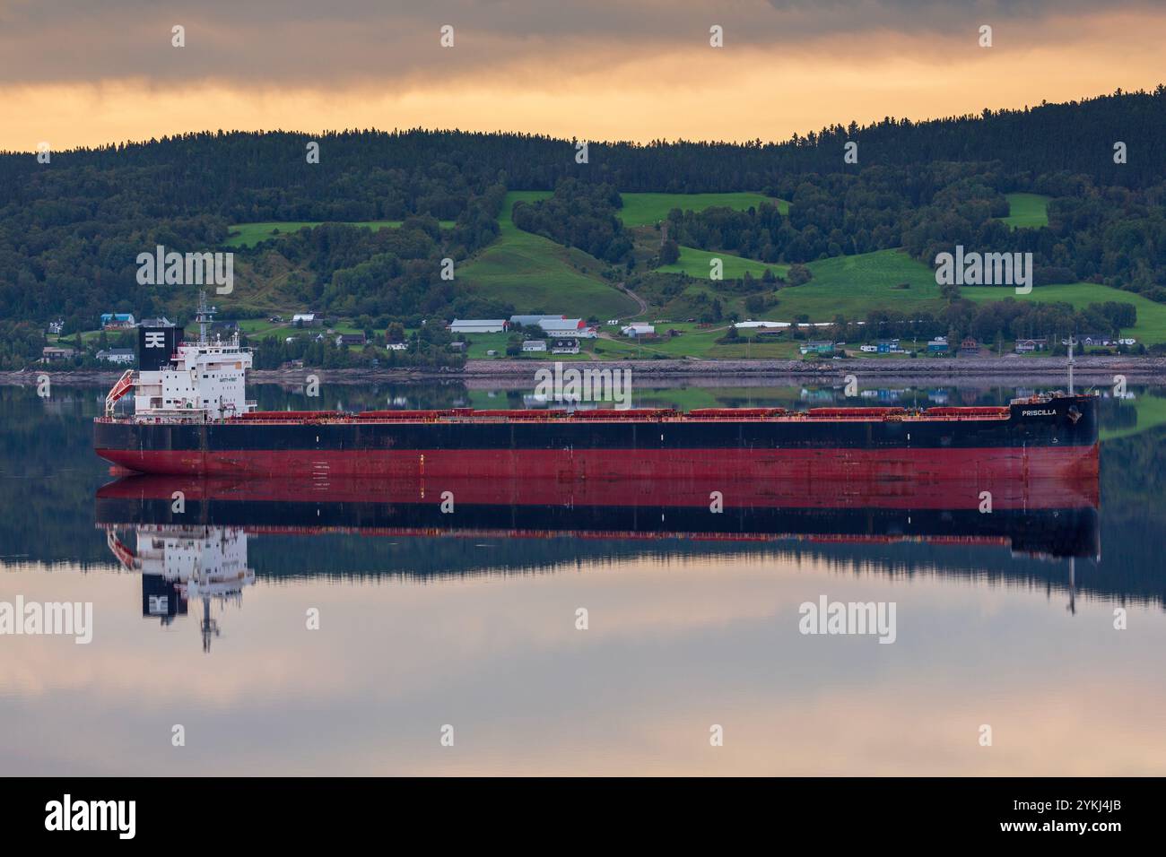 Cargo ship, Sagueney River, La Baie,Sagueney, Quebec, Canada Stock ...