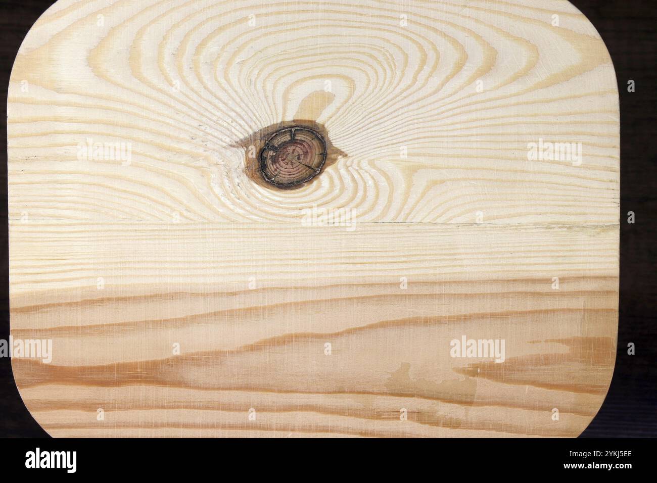 Treated pine board with a clearly visible structure and grain of the ...