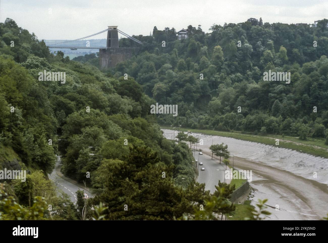 1982 archive photograph of the River Avon gorge and Clifton Suspension ...