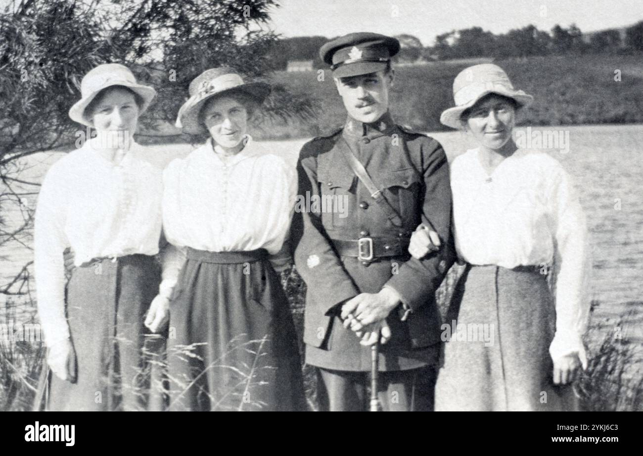 A warrant officer in the Canadian Expeditionary Force alongside three ...