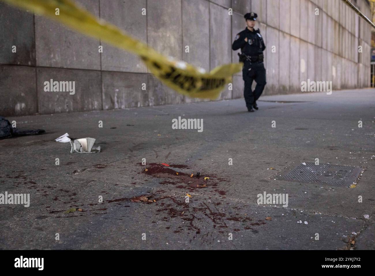 Blood stains is the ground at the site of stabbing spree near the ...