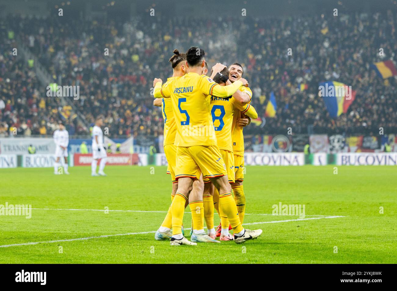 Bucharest, Roumanie. 18th Nov, 2024. Players of Romania celebrate after ...