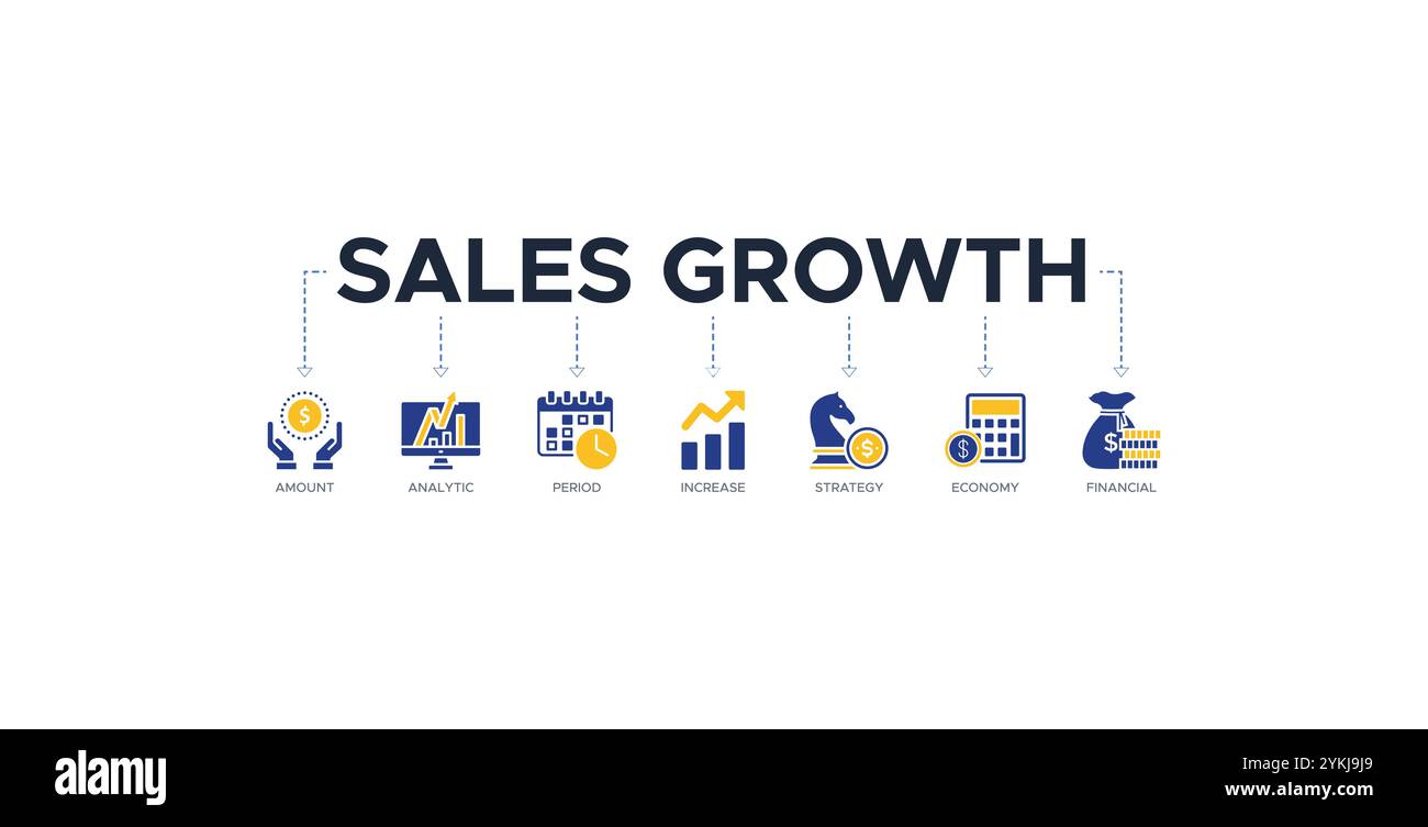 Sales growth banner web icon vector illustration concept with icon of ...