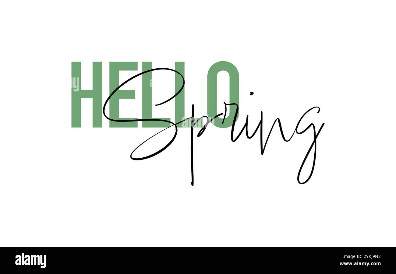 Hello Spring quote card. Modern, simple, minimal typographic design ...