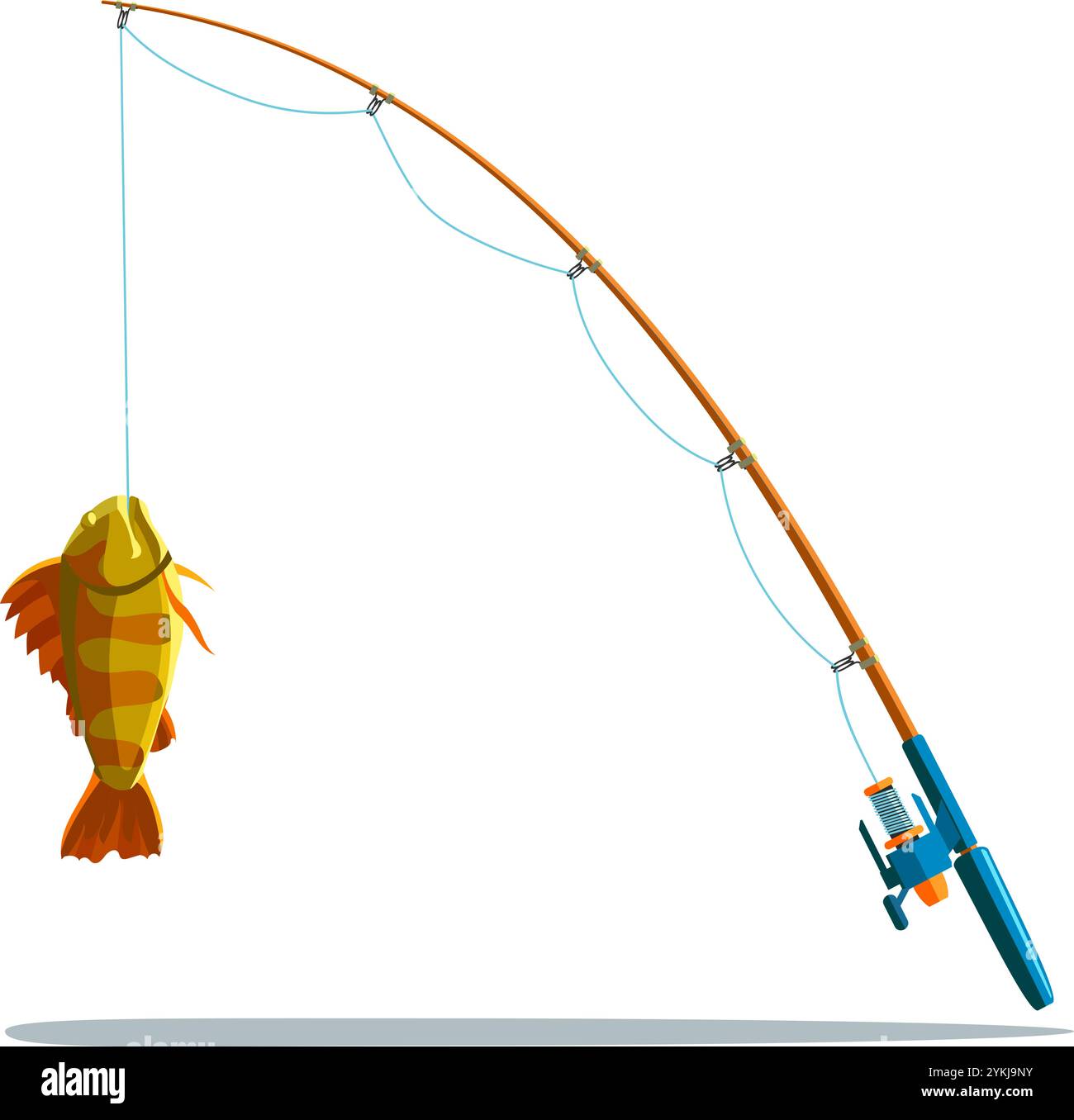 Fishing rod and caught sea bass Stock Vector Image & Art - Alamy