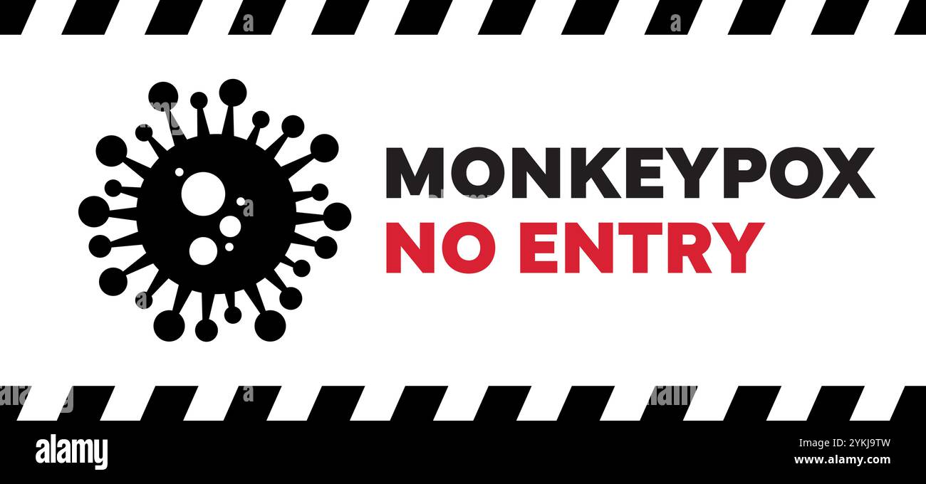 Monkeypox virus cells outbreak wide medical banner. Monkey pox virus ...