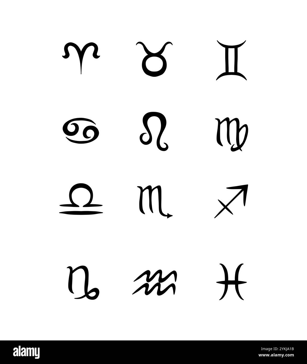 Set of Zodiac symbols, simple horoscope icons vector illustration for ...