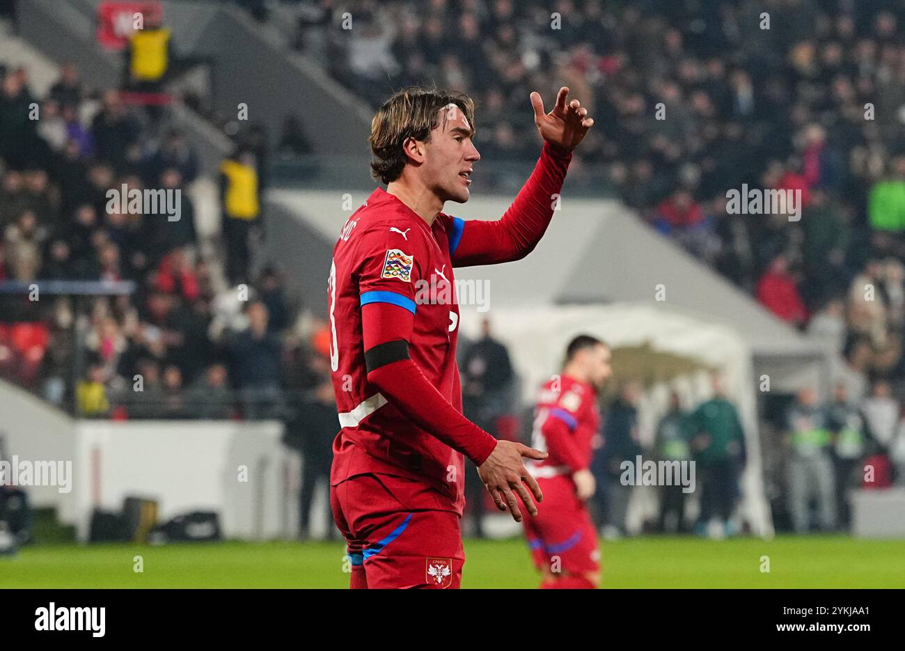 Dubocica Stadium, Leskovac, Serbiia. 18th Nov, 2024. Dusan Vlahovic of ...