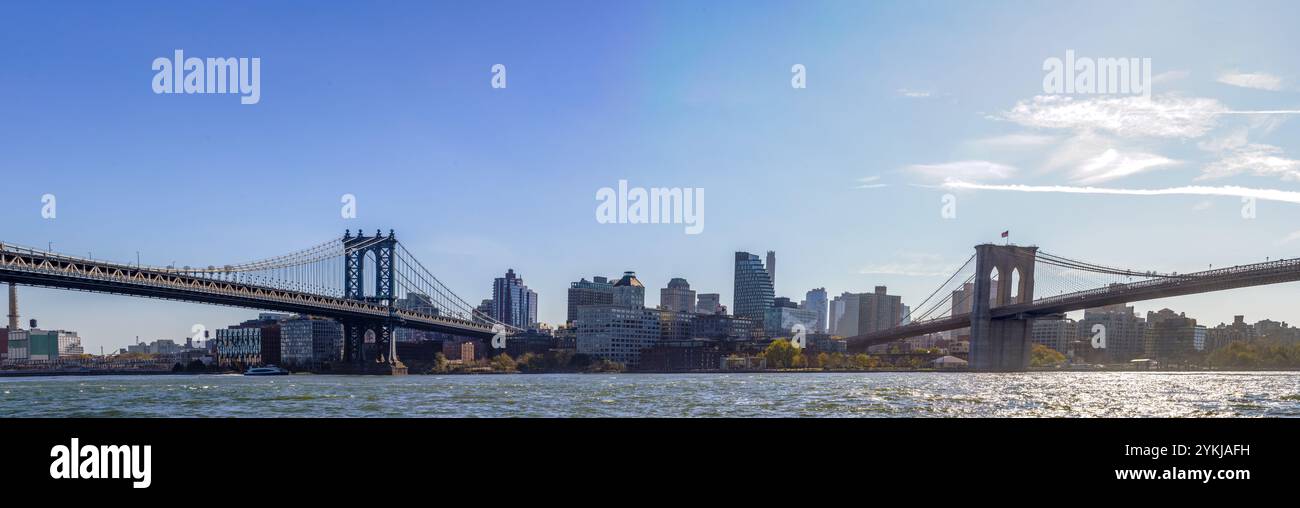 Brooklyn Bridge, Manhattan Bridge, Brooklyn Waterfront Panorama, and ...