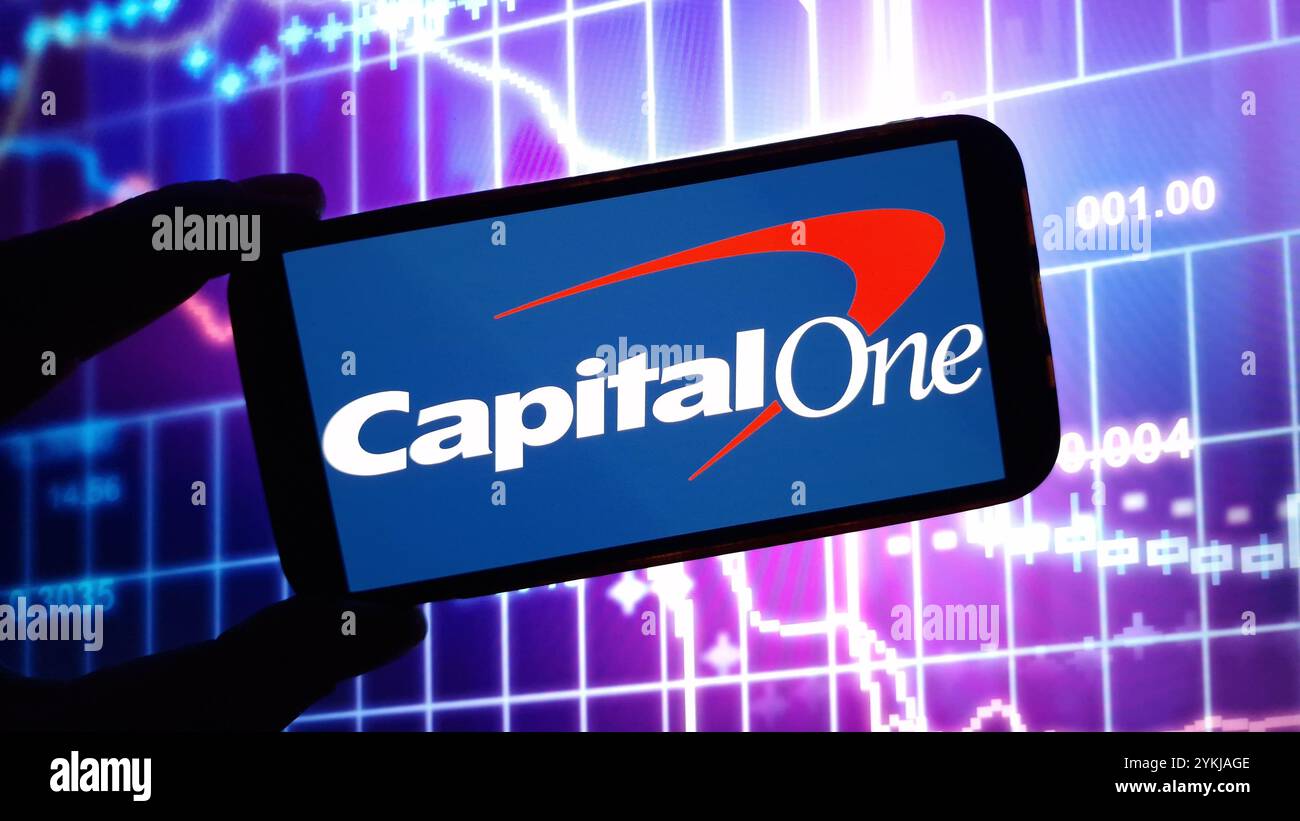 Konskie, Poland - November 18, 2024: Capital One company logo displayed ...