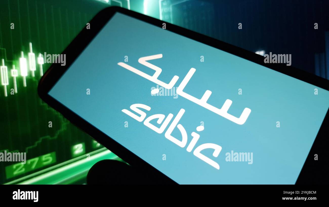 Konskie, Poland - November 18, 2024: SABIC company logo displayed on ...