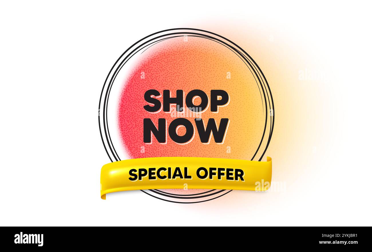 Shop now symbol. Special offer sign. Hand drawn round frame gradient ...