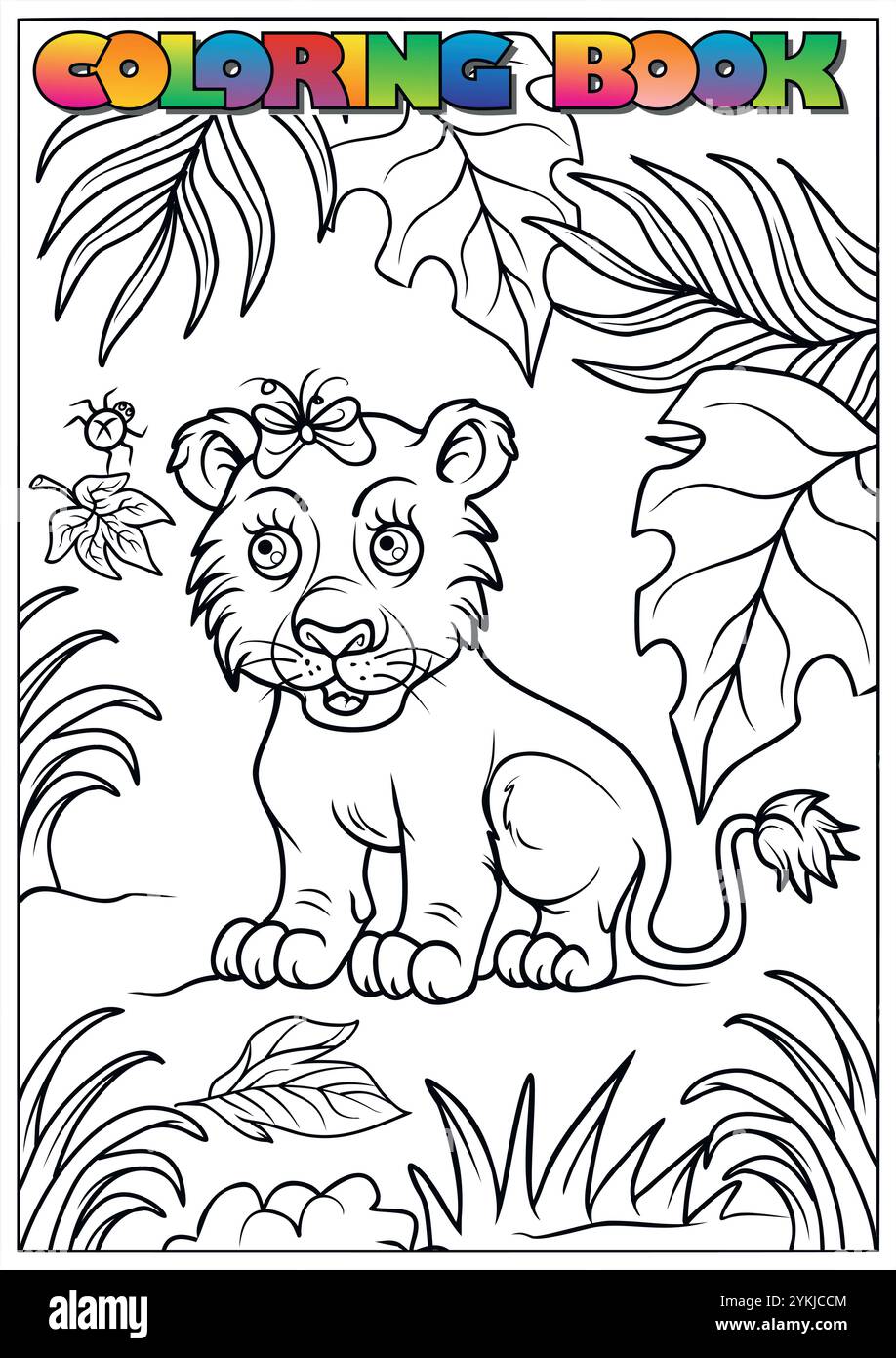 Lion cub coloring page drawing for kids Stock Vector Images - Alamy