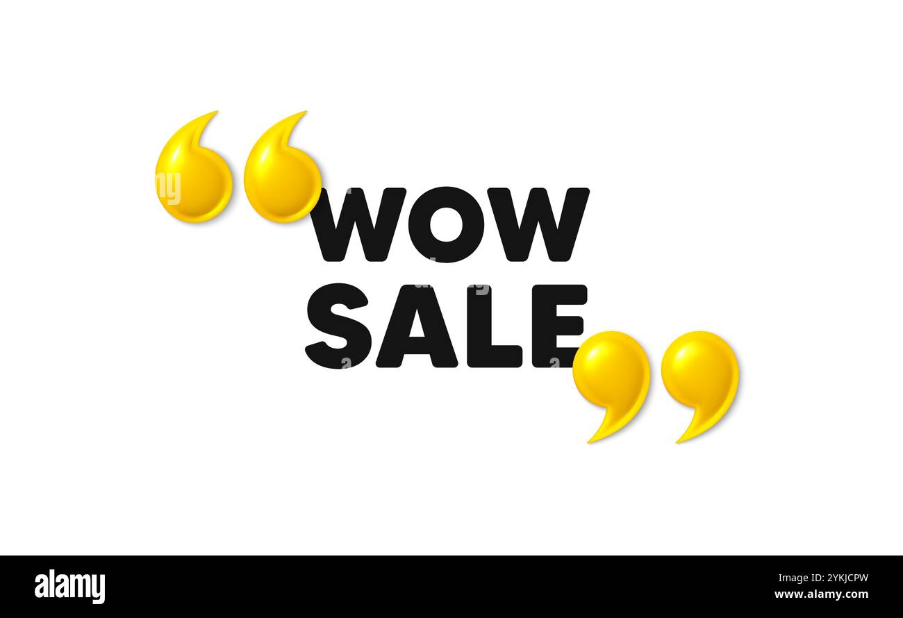Wow Sale tag. Special offer price sign. 3d quotation marks. Vector ...