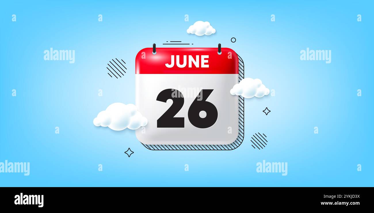 26th day of the month icon. Event schedule date. Calendar date of June ...