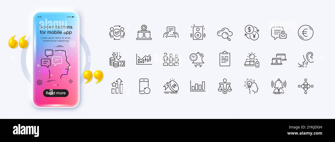 New message, Clipboard and Messages line icons for web app. Pictogram ...