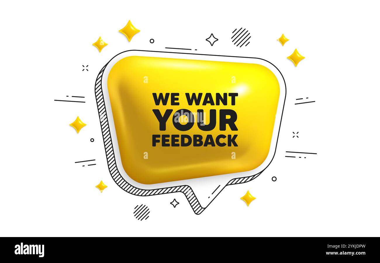 We want your feedback symbol. Survey or customer opinion sign. Chat ...