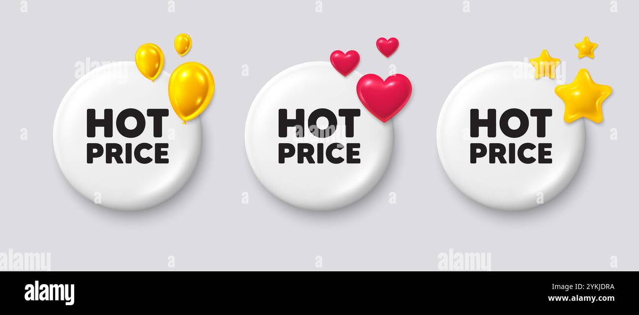 Hot Price tag. Special offer sale sign. White buttons with 3d icons ...