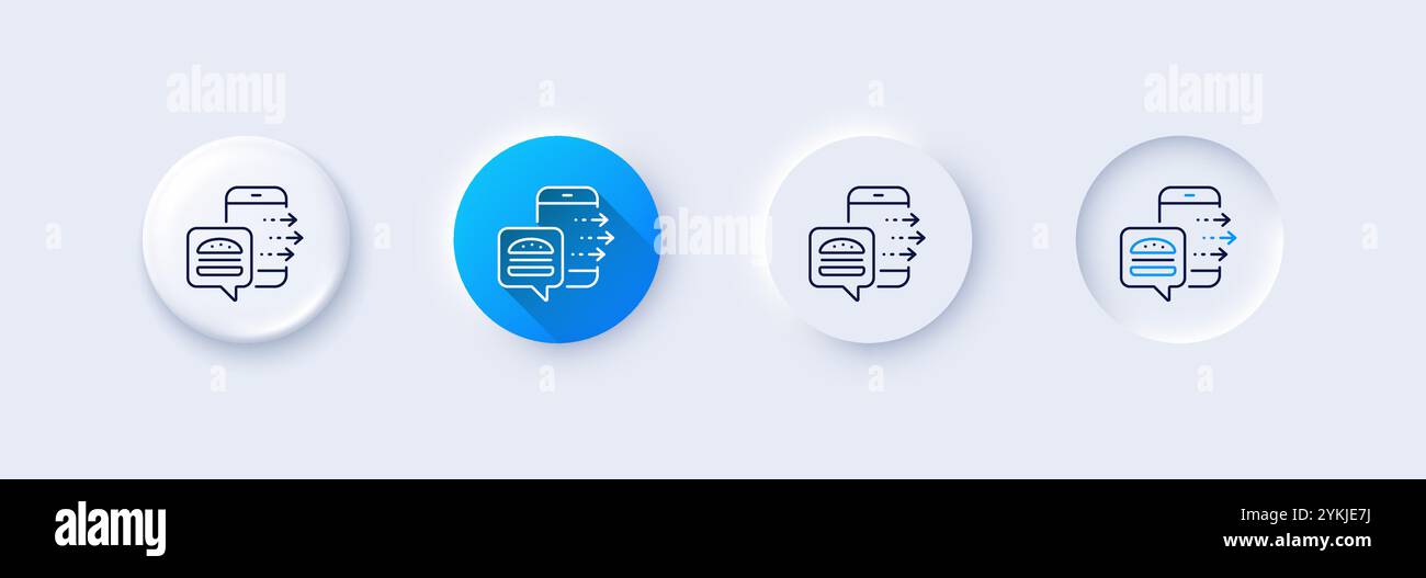 Food order line icon. Meal delivery app sign. Line icons. Vector Stock ...