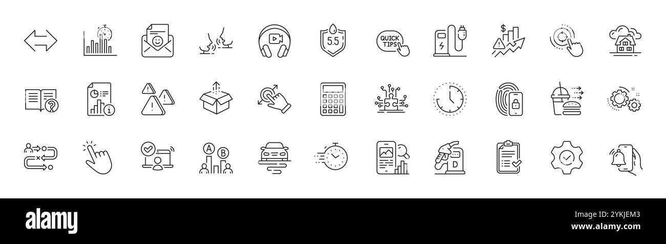 Lock, Building and Journey path line icons. For web app, printing. Line icons. Vector Stock ...