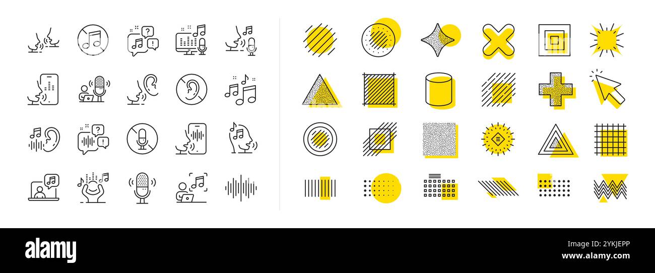 Voice line icons. Voicemail, microphone record and silence. Design ...