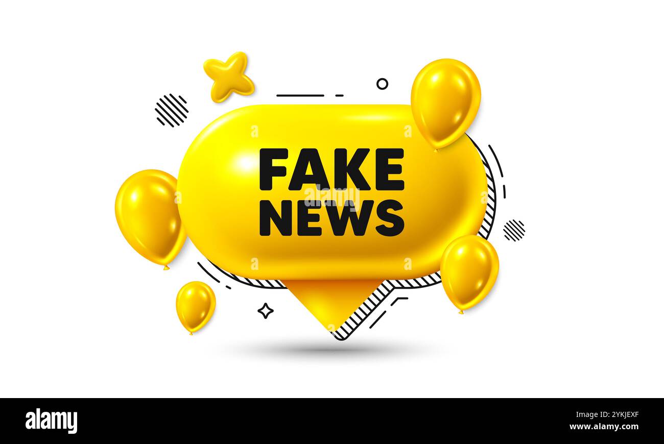 Fake news tag. Media newspaper sign. Birthday speech bubble 3d icon ...