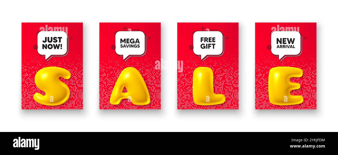 Just now symbol. Special offer sign. Poster templates with 3d sale text ...