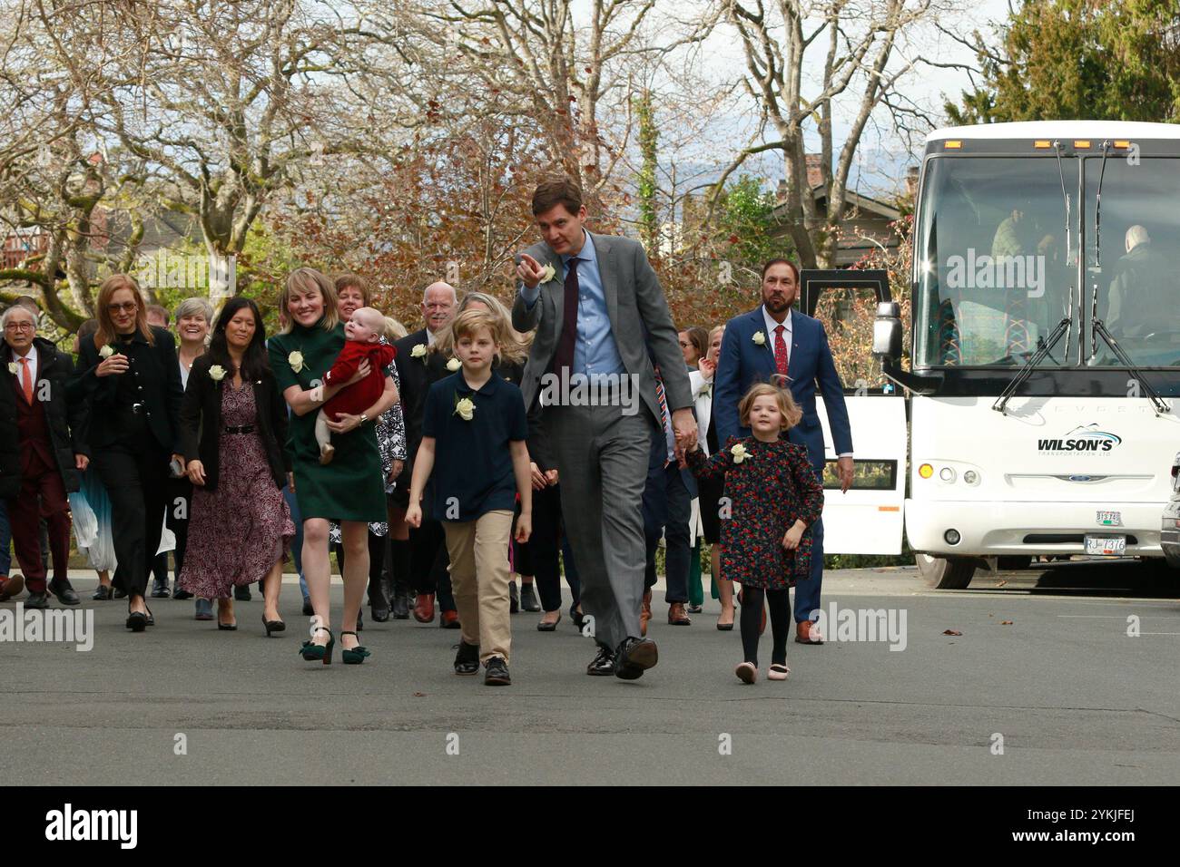 Victoria, Can. 18th Nov, 2024. Premier David Eby arrives with his ...