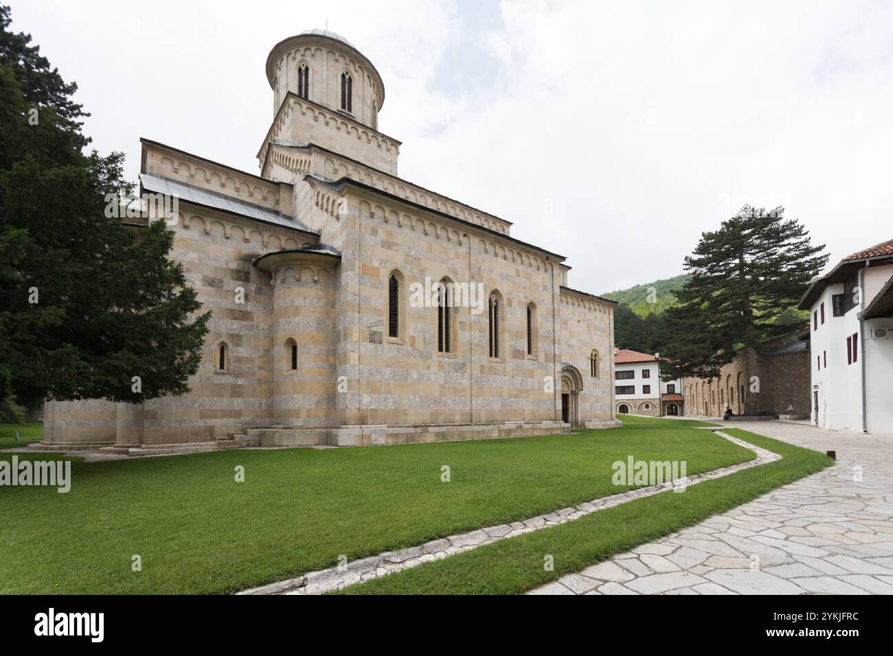 The Visoki Decani monastery church in the countryside of Kosovo Stock ...