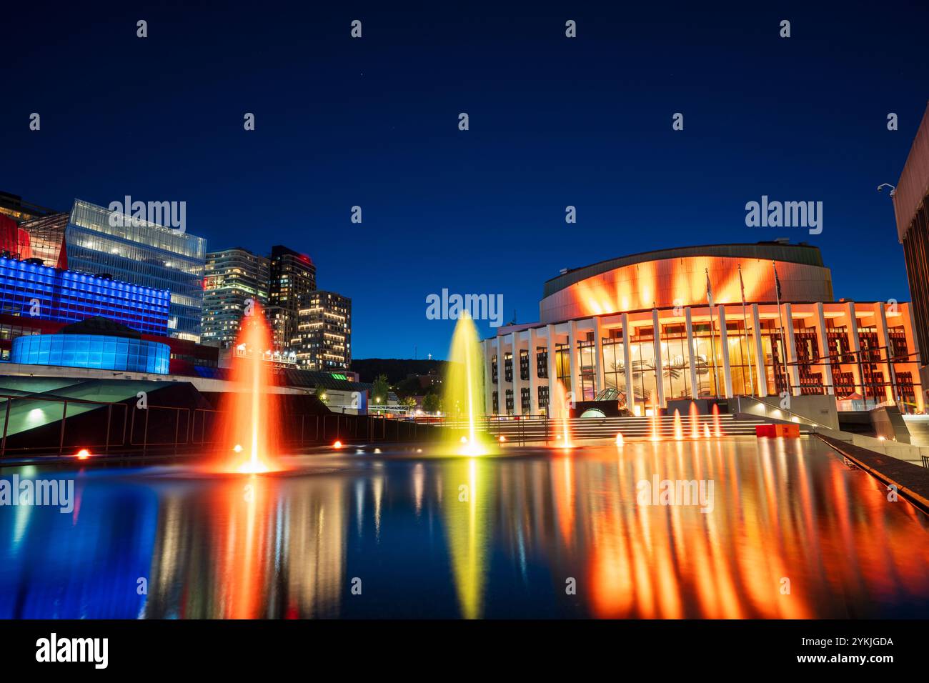 Place des Arts at night, Montreal, Quebec, Canada. The largest cultural ...