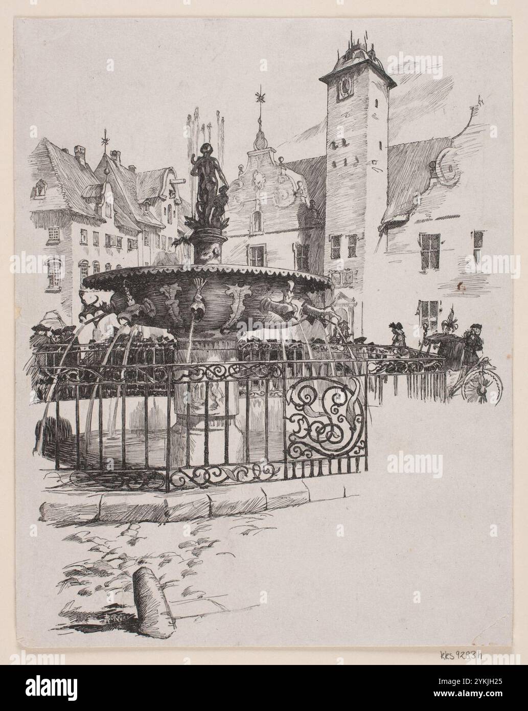 André Bork, Illustration til Den 11 juni Springvandet paa Gammelt Torv ...